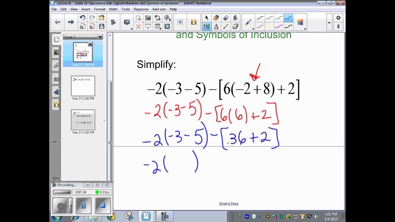 Saxon Pre-Algebra - Lesson 91 - Order of Operations - YouTube