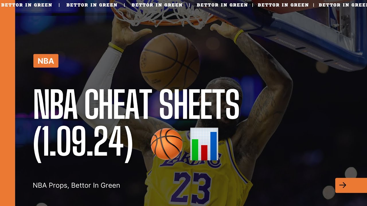 Best NBA Player Props Today 1.09.24 | FREE NBA Cheat Sheets - YouTube