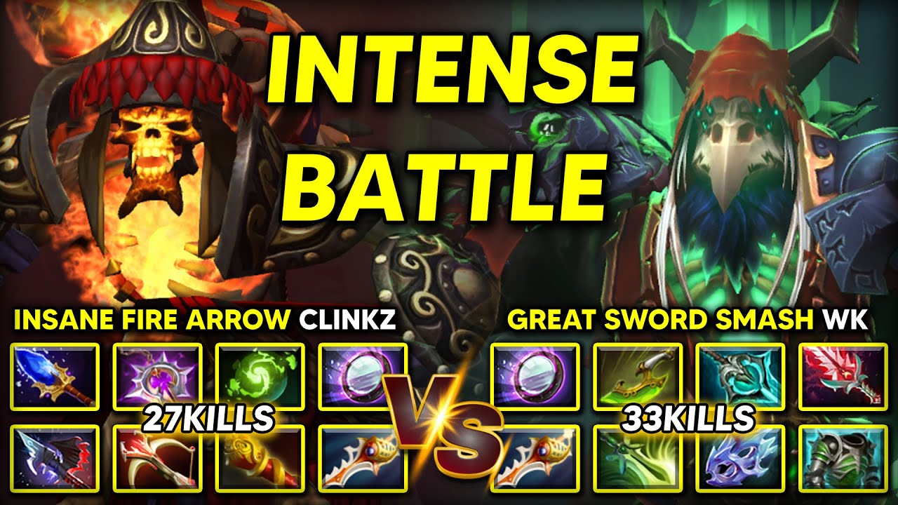 INTENSE SKELETON KING BATTLE | INSANE FIRE ARROW CLINKZ VS. GREAT SWORD ...