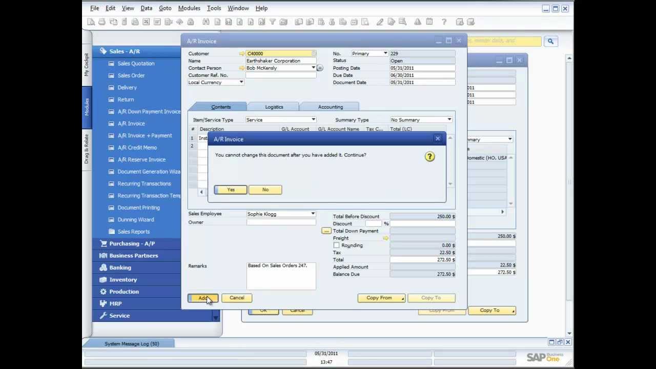 SAP Business One Sales Order Management Demo - YouTube