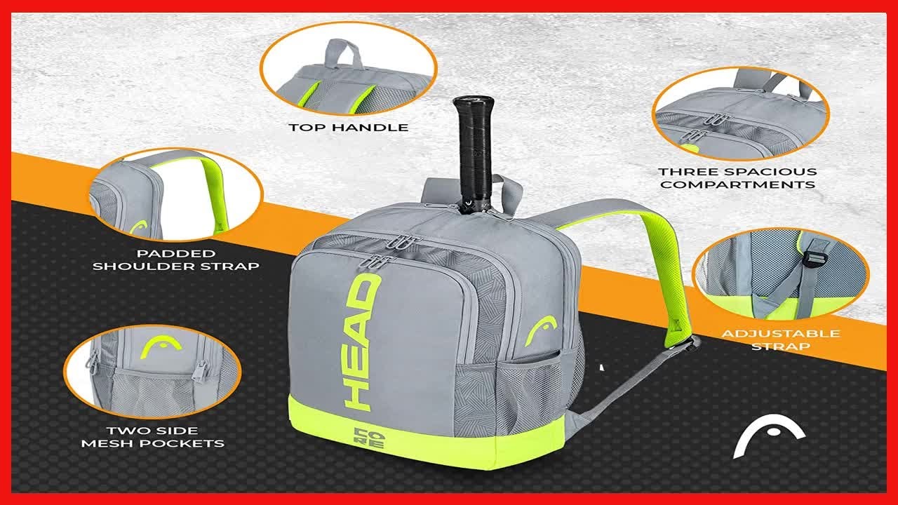 HEAD Core Tennis Backpack - 2 Racquet Carrying Bag w/ Padded Shoulder ...