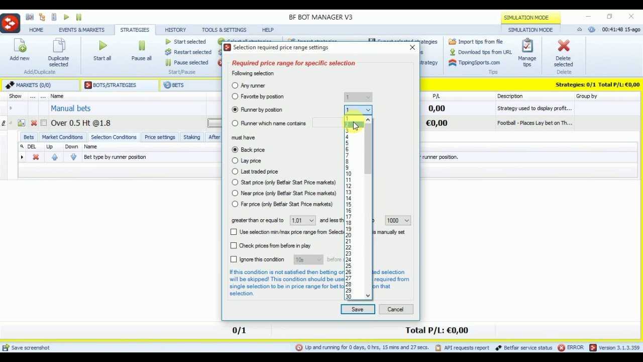 Bf Bot Manager - Estratégias combinadas | Over HT (0.5, 1.5, 2.5) - YouTube