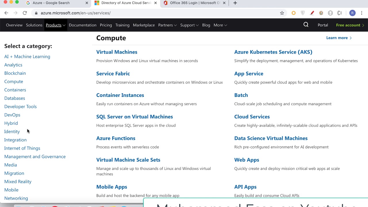3 Microsoft Azure Cloud Computing Services - YouTube