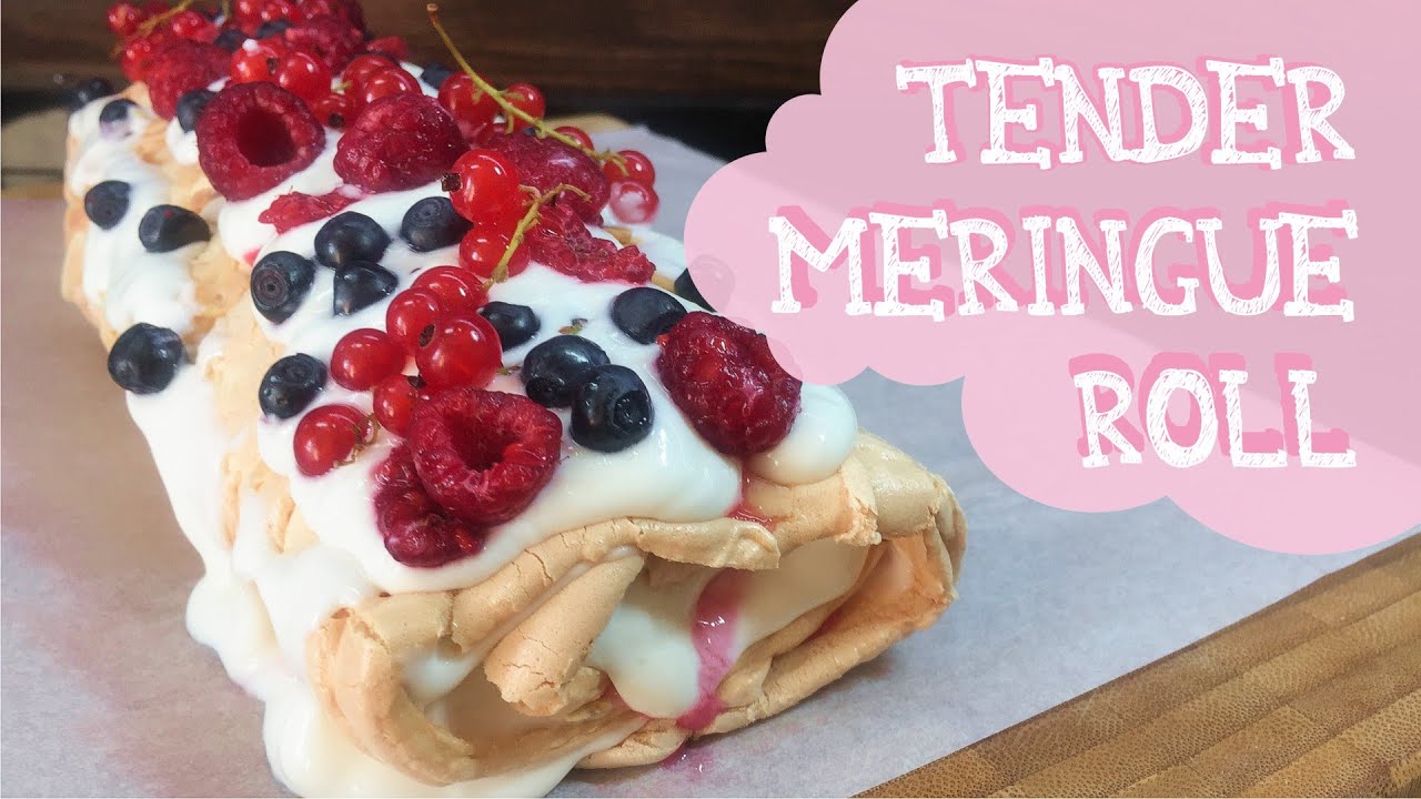 Meringue Roulade / roll / the most delicious recipe / Berry Roulade ...