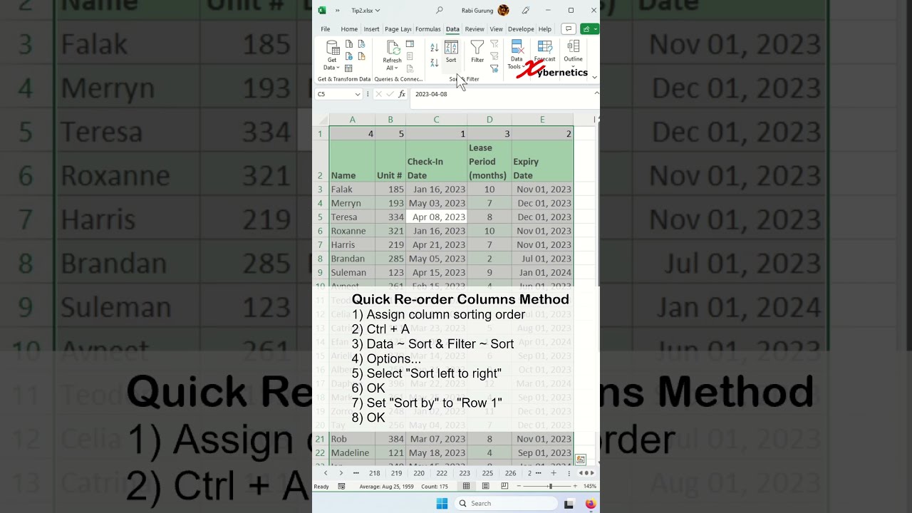 Sort Columns In Excel Without Mixing Data The Easy Way tips excel Sort Columns In Excel Without Mixing Data The Easy Way tips excel