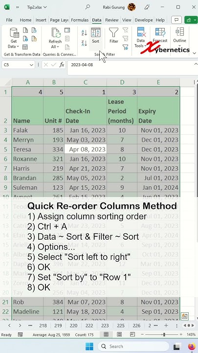 Sort columns in Excel without mixing data...The Easy Way #tips #excel #short #short #shortvideo ...
