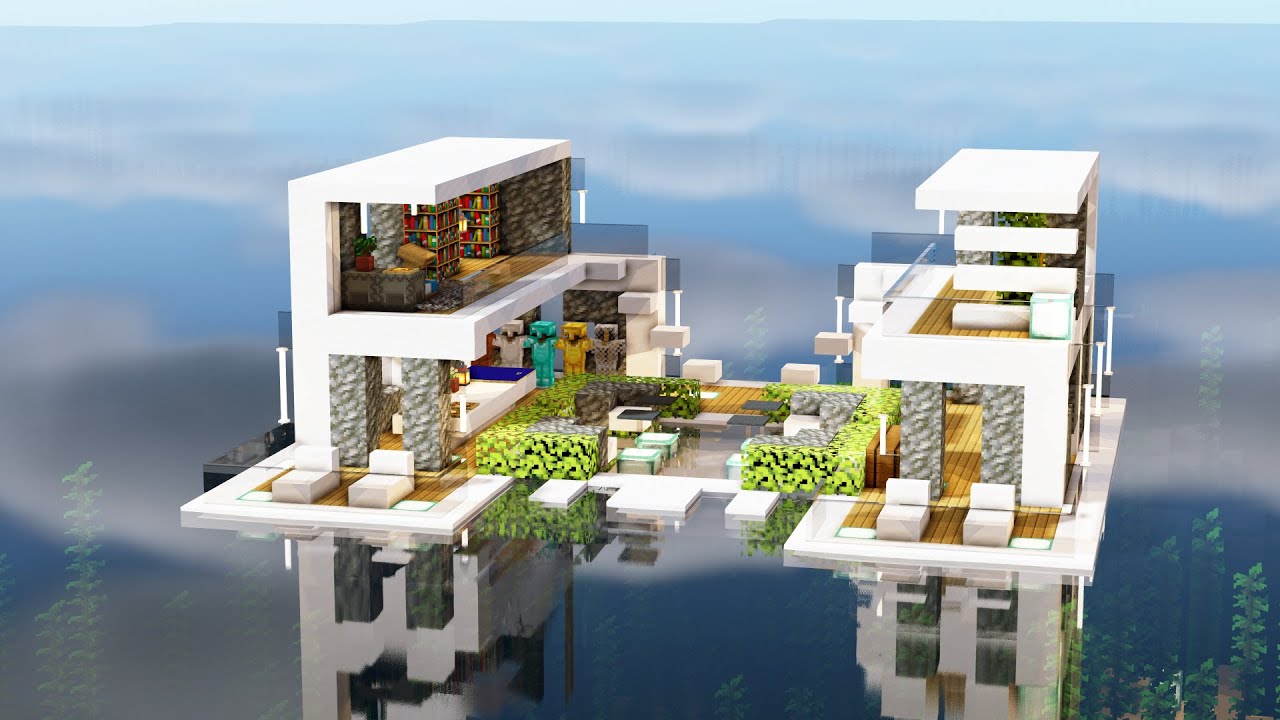 Minecraft | How To Build a Modern house on the sea 2 如何建造現代海上房屋-2 #27 ...