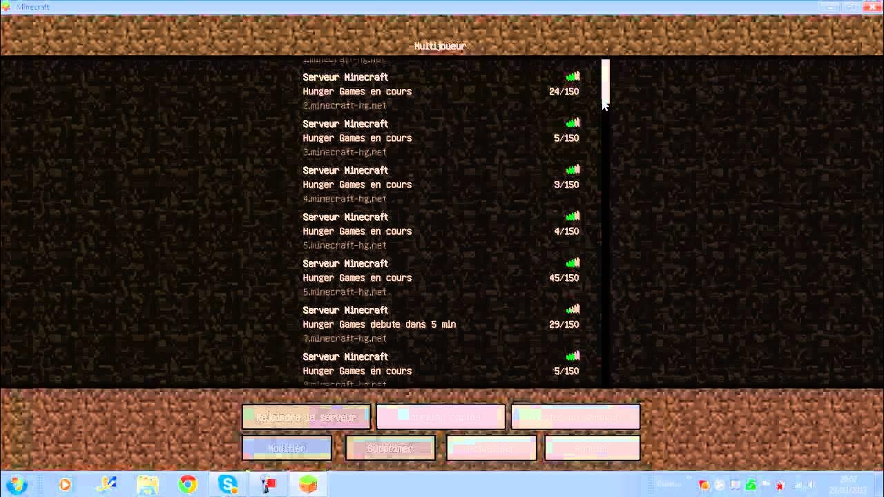 comment rejoindre un serveur hunger games sur minecraft - YouTube
