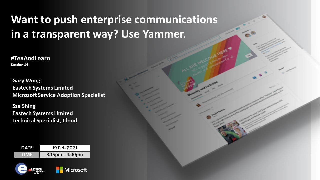 #TeaAndLearn - M365 Training #14: Microsoft Yammer Introduction (19 Feb ...