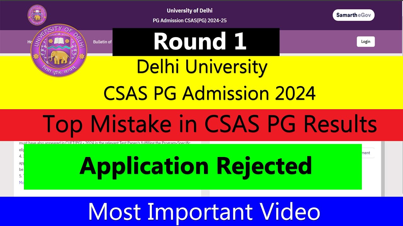 DU CSAS PG 2024 Round 1 | Top Mistake In CSAS PG Results | Application ...