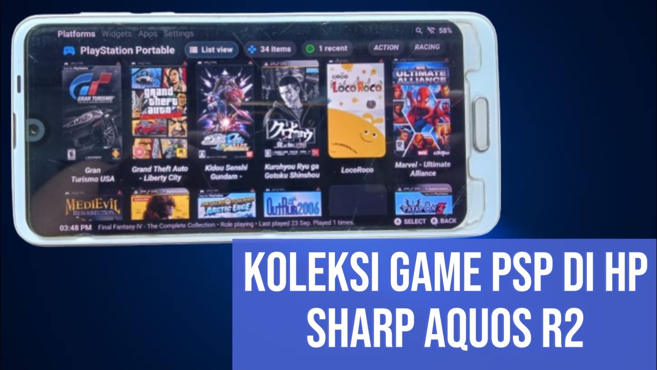 my collection PSP game on my phone| Sharp Aquos r2. - YouTube