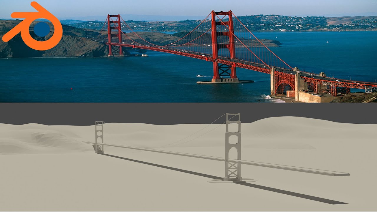 The Golden Gate Bridge 3D Model In Blender Part 4 - Mountains - YouTube