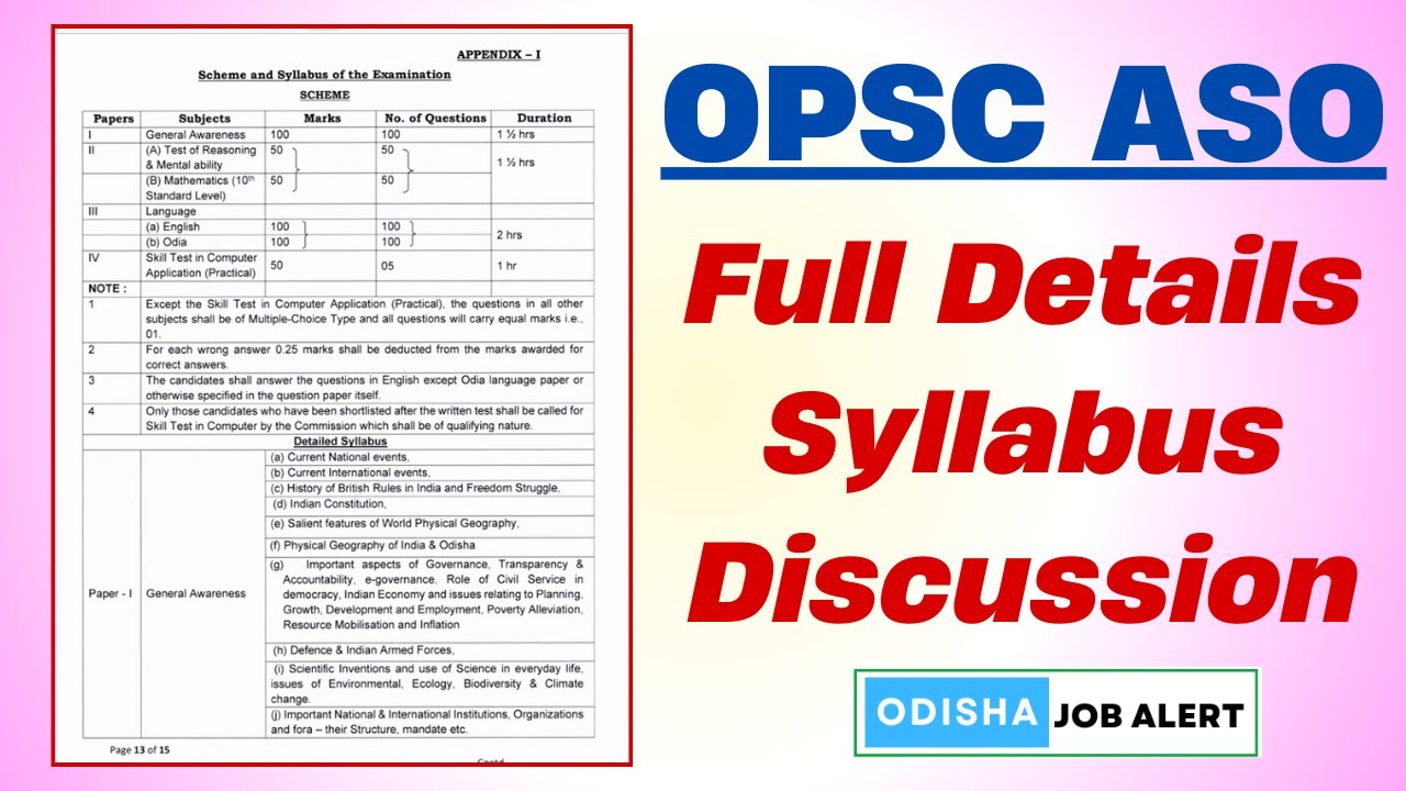 OPSC ASO // Full Details Syllabus Discussion - YouTube