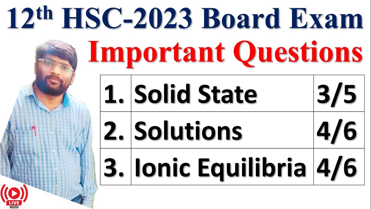 12th HSC Board 2023 Chemistry Most Important Questions - YouTube
