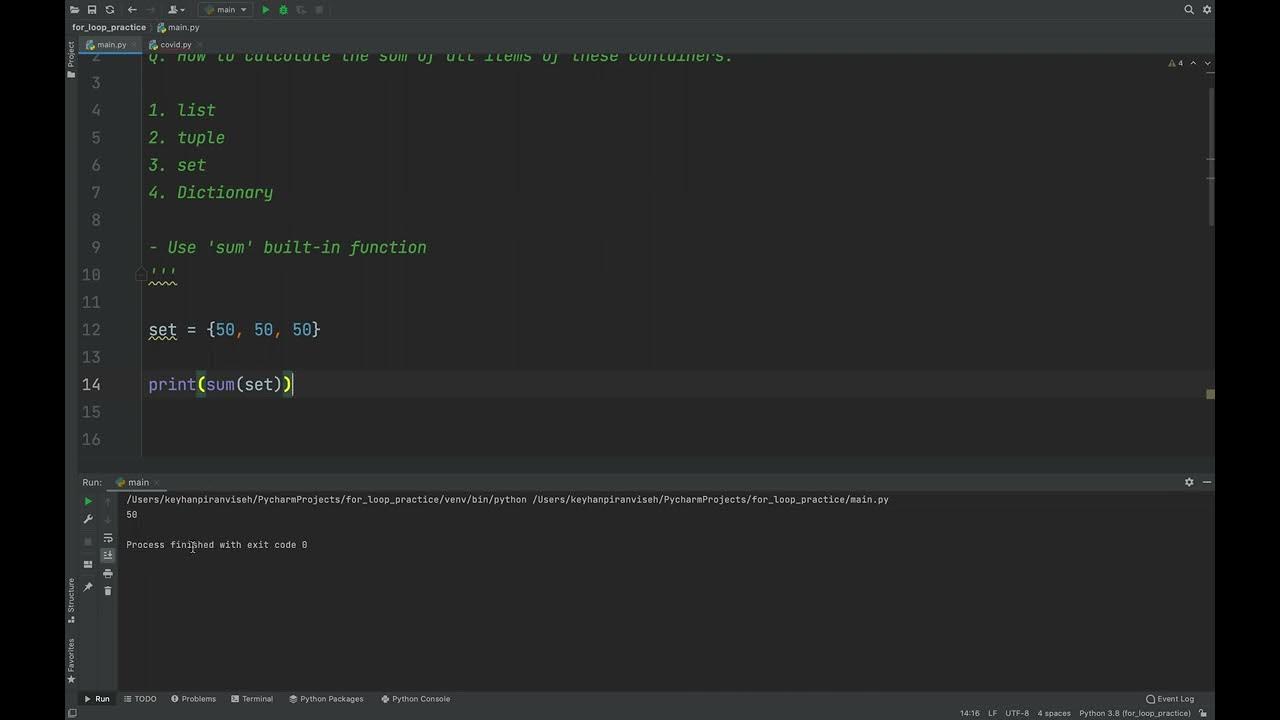 Python Tutorial #36: How to calculate the sum of all items of the list ...