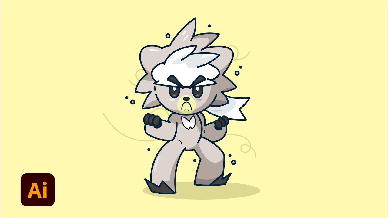Drawing a Minimal & Flat Design Kubfu Pokemon in Adobe illustrator ...