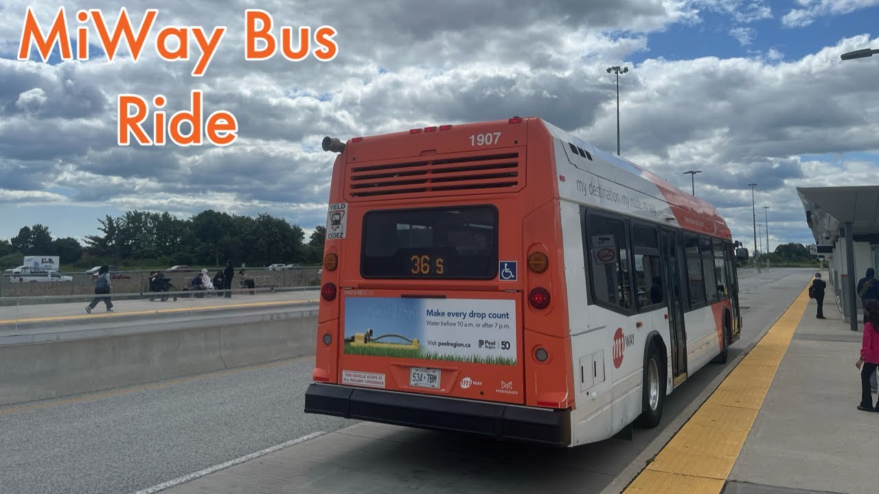 Mississauga MiWay 36 Ridgeway Bus Ride - Full Route Northbound 8/20 ...