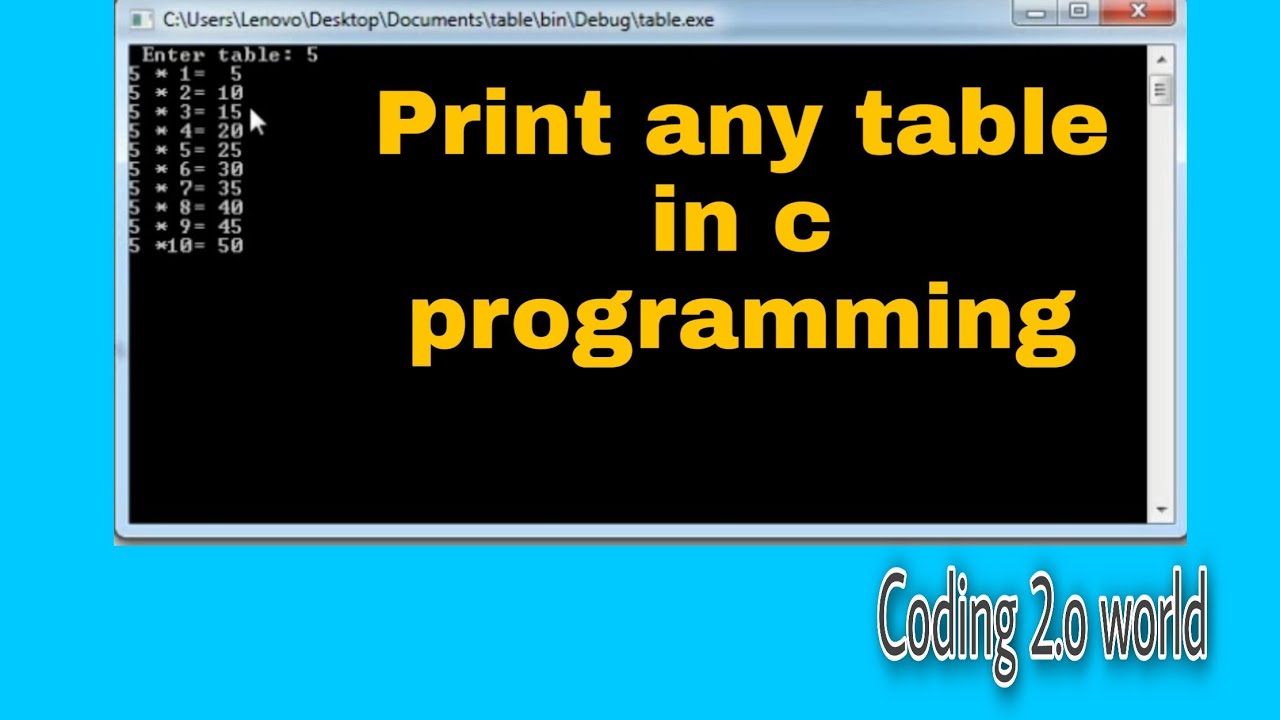 Print Table In C Language On Code Block First Program Of Coding 2o 2557