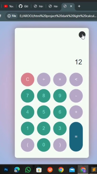 Dark And Light Calculator Htmlcssjavascript Csstutorialscool Calculator Darklight Youtube