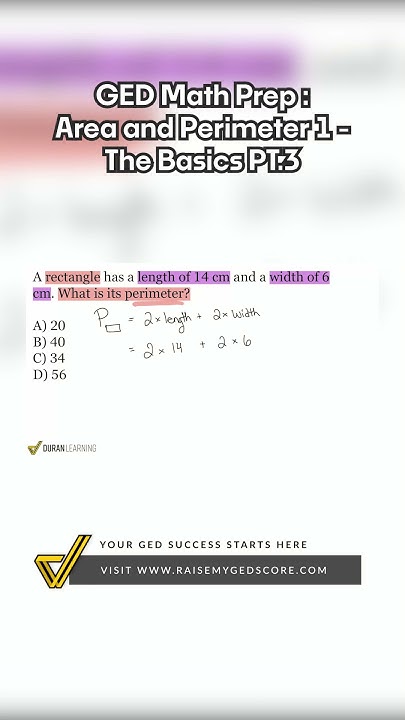 GED Math: How to Calculate Rectangle Perimeter - Step by Step Solved! - YouTube