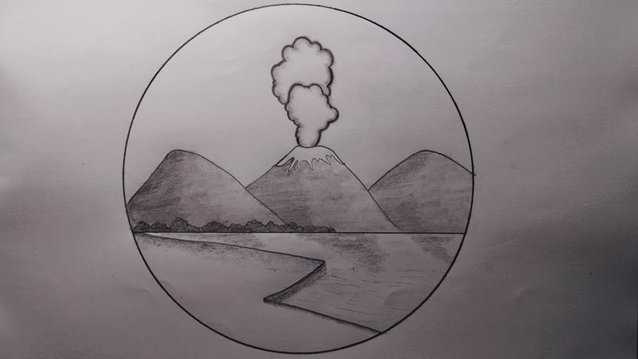 How to draw illustration of volcanic drawing natural disaster volcano ...