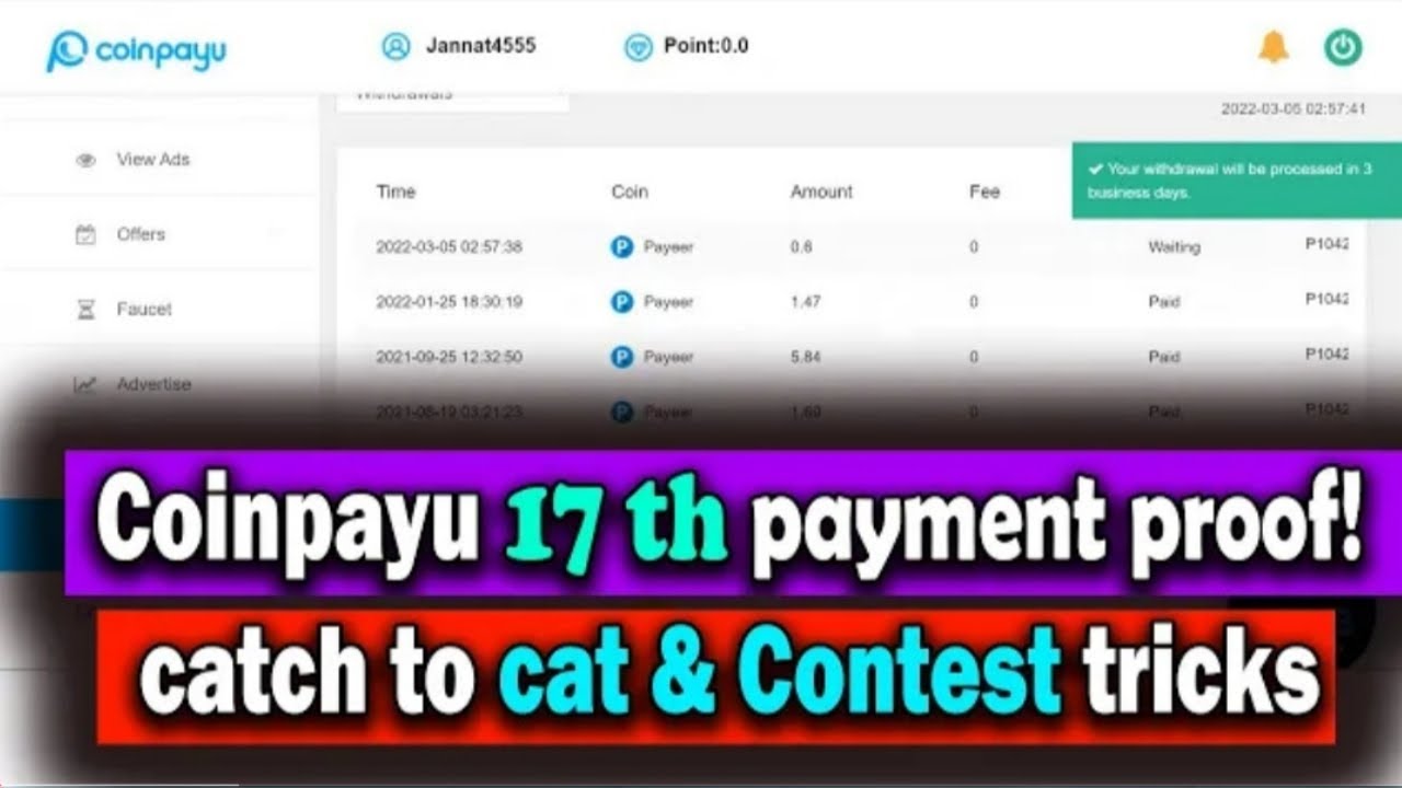 Coinpayu 2022 coinpayu withdraw coinpayu payment proof coinpayu review ...