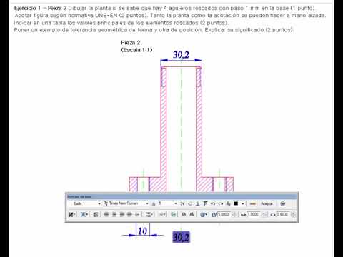Ejemplo de acotación de roscas (Fichero PRÁCTICA 9-P1 ALU) - YouTube