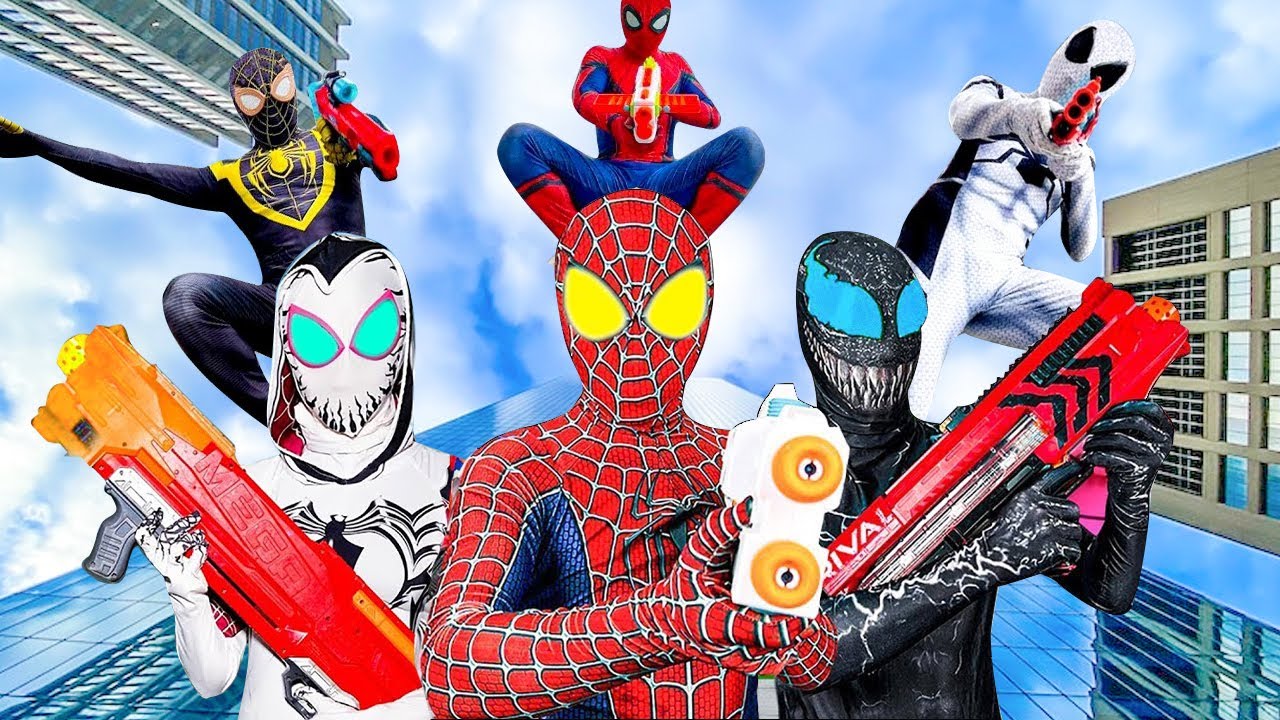 SUPERHERO's ALL STORY 1 || Spider-Man RED , WHITE , PINK , VENOM and ...