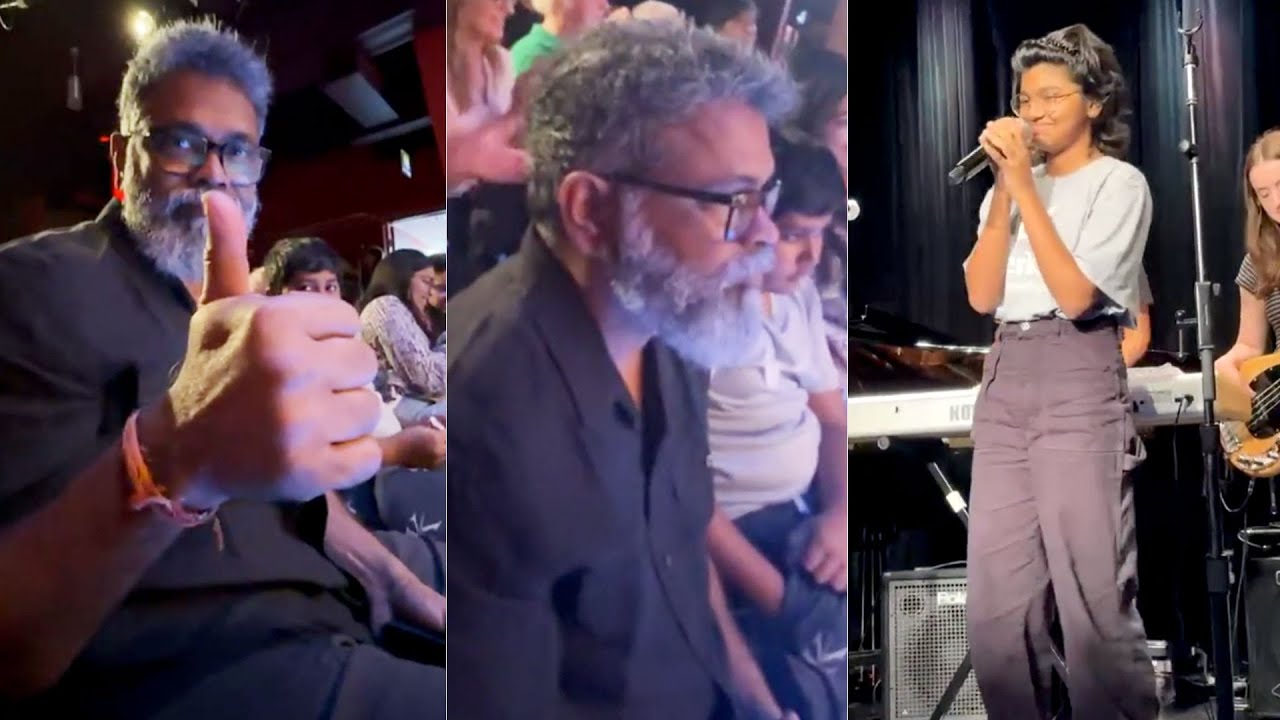 Director Sukumar Enjoying His Daughter Sukruthi Live Singing ...