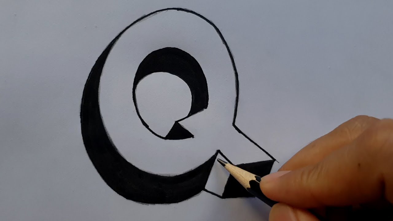 How To Draw A 3D Capital Letter Q With Pencil | Letter Q Drawing - YouTube