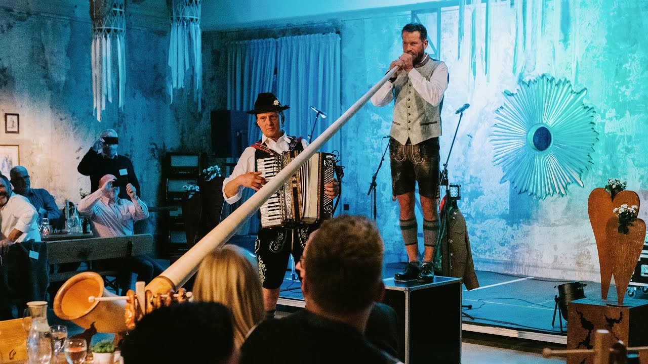 Alphorn (alpine horn from Switzerland) played in Germany by Bavarian ...