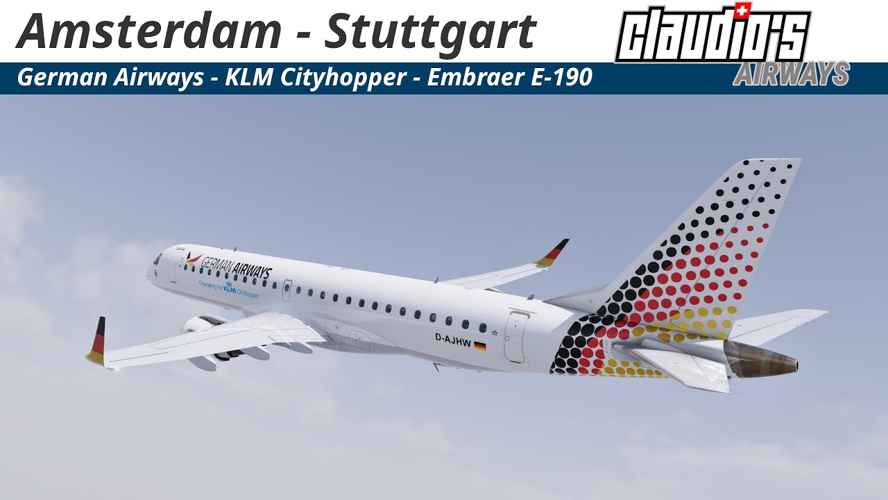 X Plane 12 | Amsterdam (EHAM) - Stuttgart (EDDS) | X-Craft E-190 KLM ...