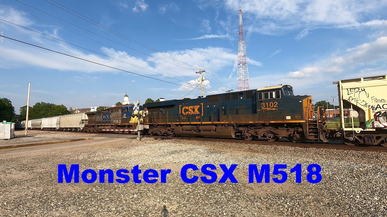 Long, Slow CSX M518 in Decatur - Locomotives 872, 96, 35 & 3102 - YouTube