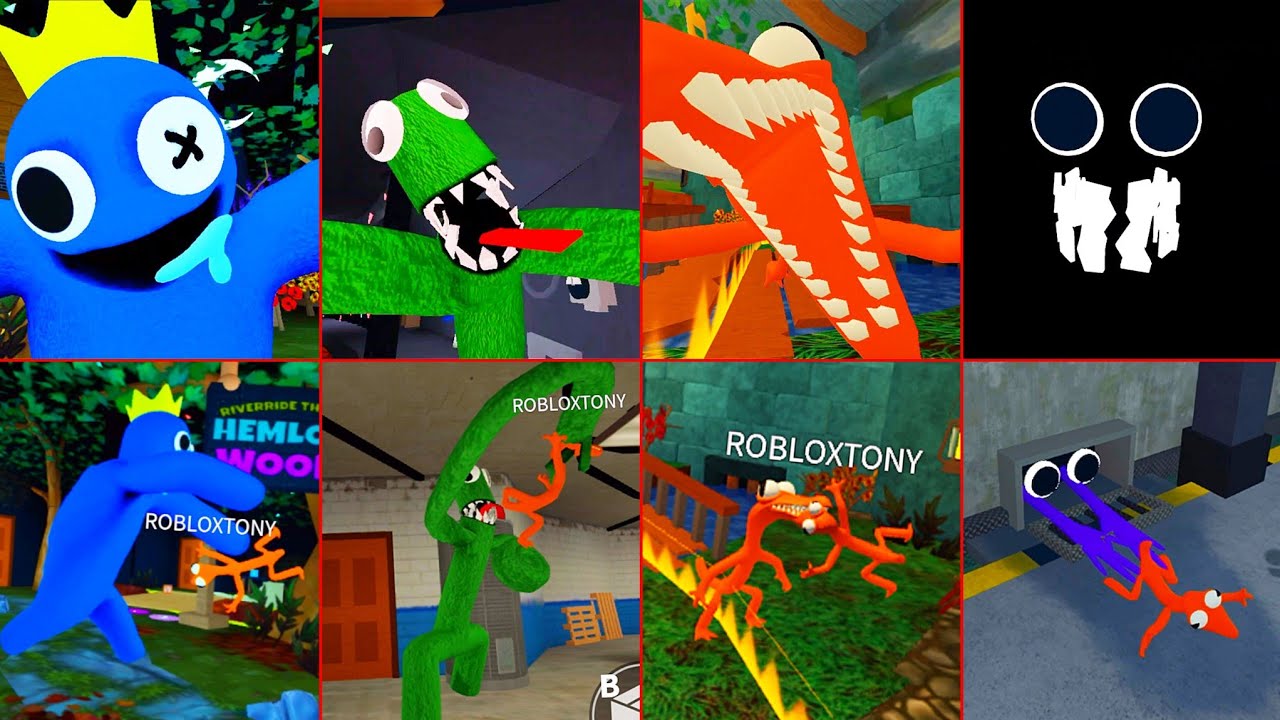 Rainbow friends chapter 1 3rd person jumpscares with orange - YouTube