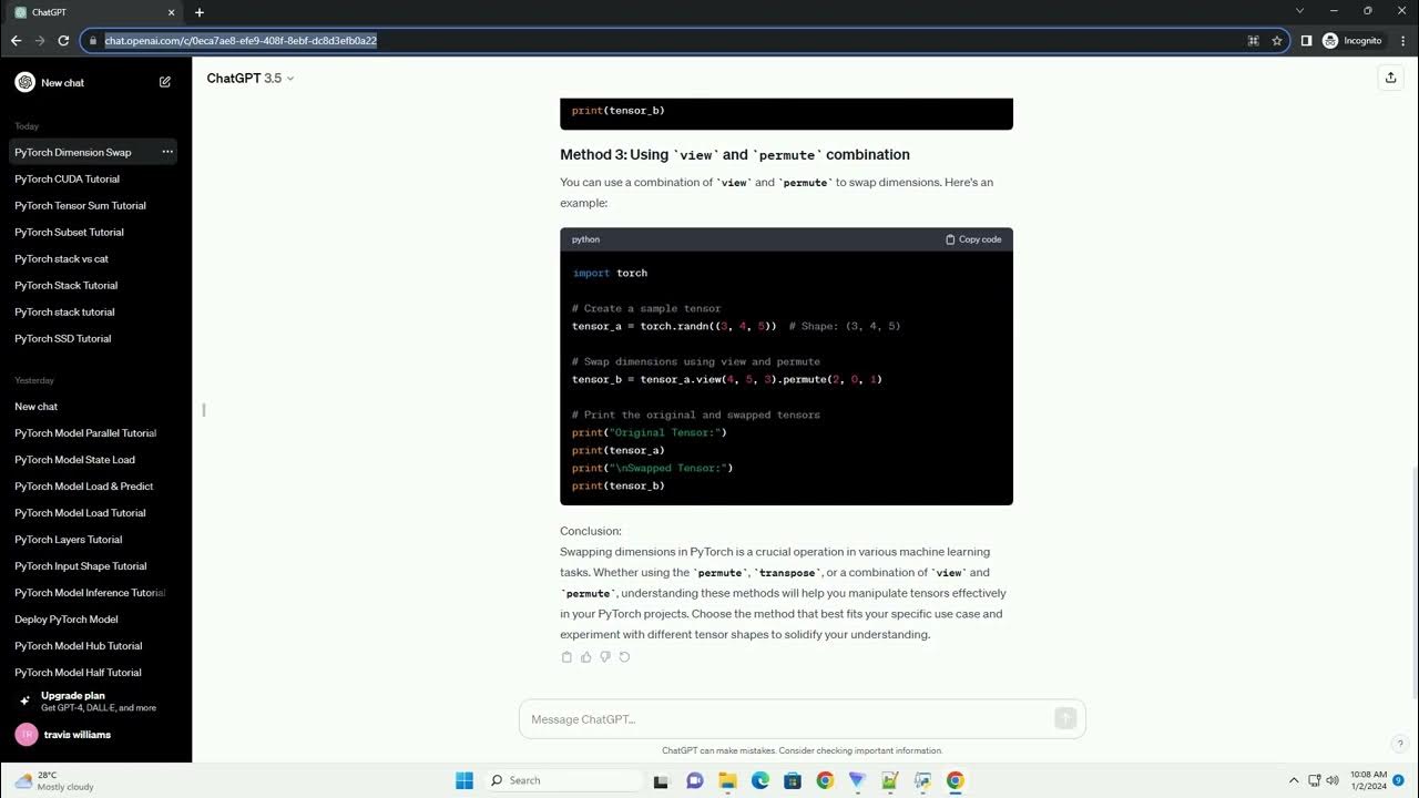 pytorch swap dimensions - YouTube