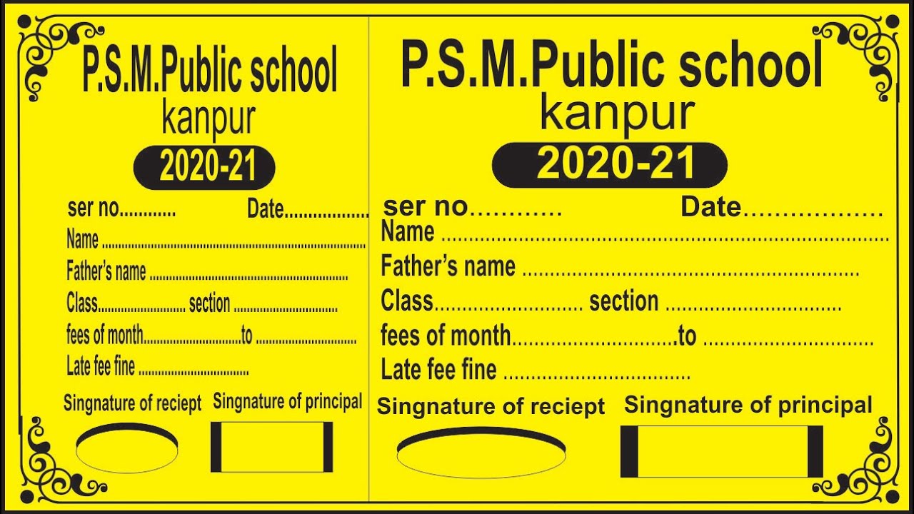 How to make design school fee receipt in coral draw? school fee rashid ...