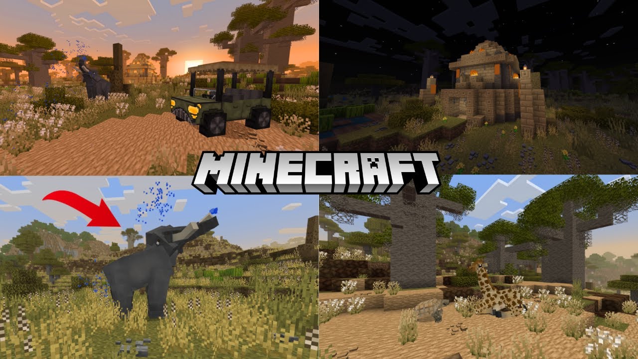 ADDON que ATUALIZA a SAVANNA do MINECRAFT - LEÕES, ELEFANTES E MAIS ...