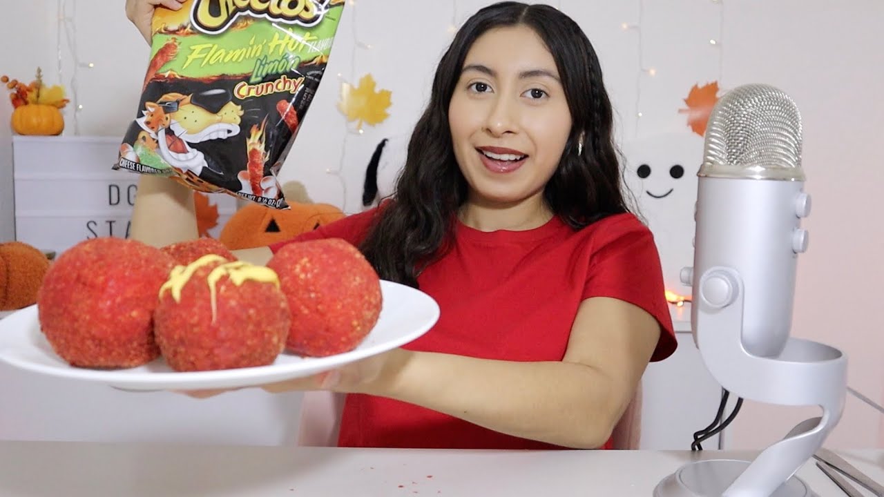 ASMR~Trying Cheese Hot Cheeto Balls!! 🔥 - YouTube