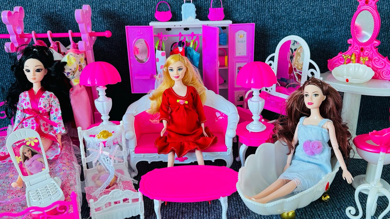 13 Mins Satisfying with Unboxing Cute Doll House, Pink Furniture Play ...