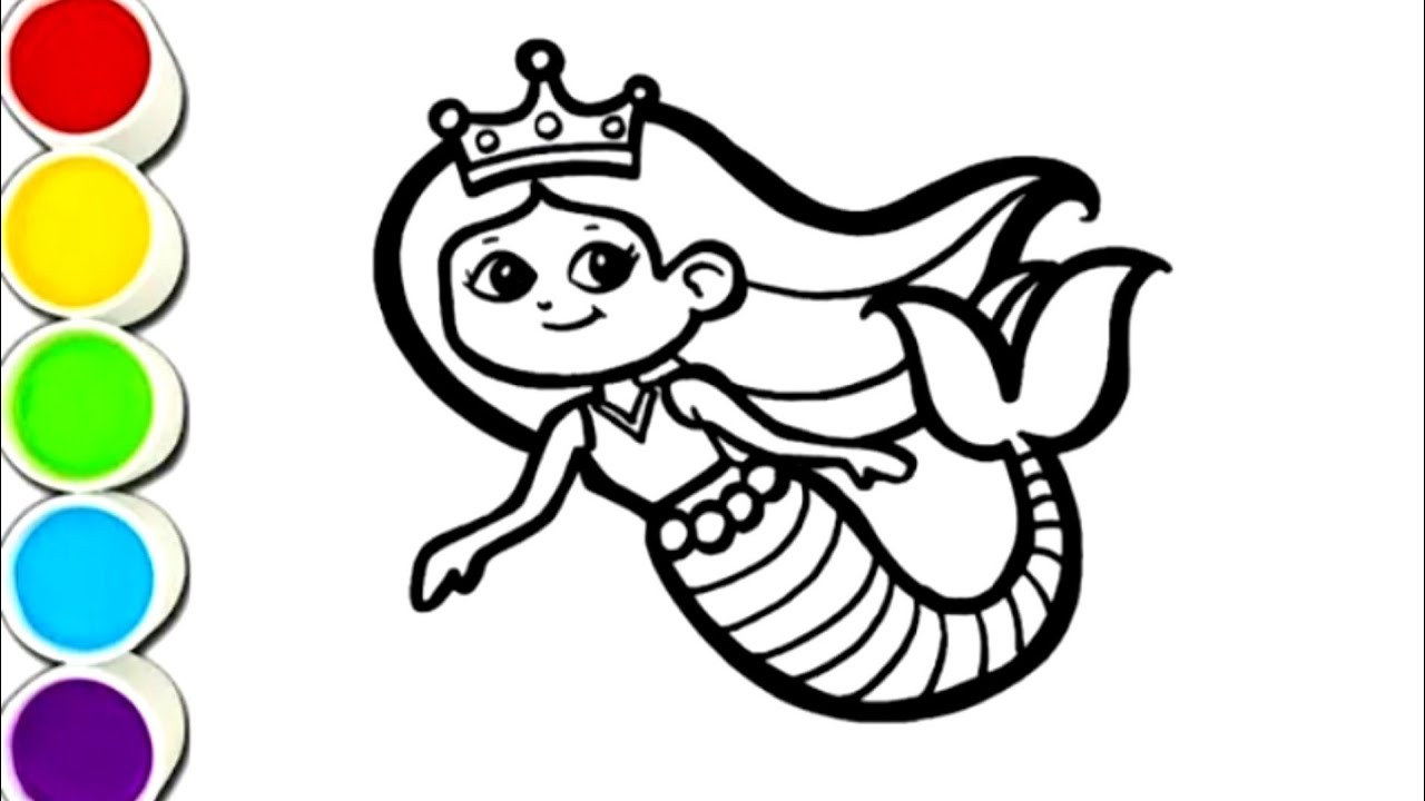 Baby Mermaid Drawing Painting & Colouring for kids Toddlers l How to ...