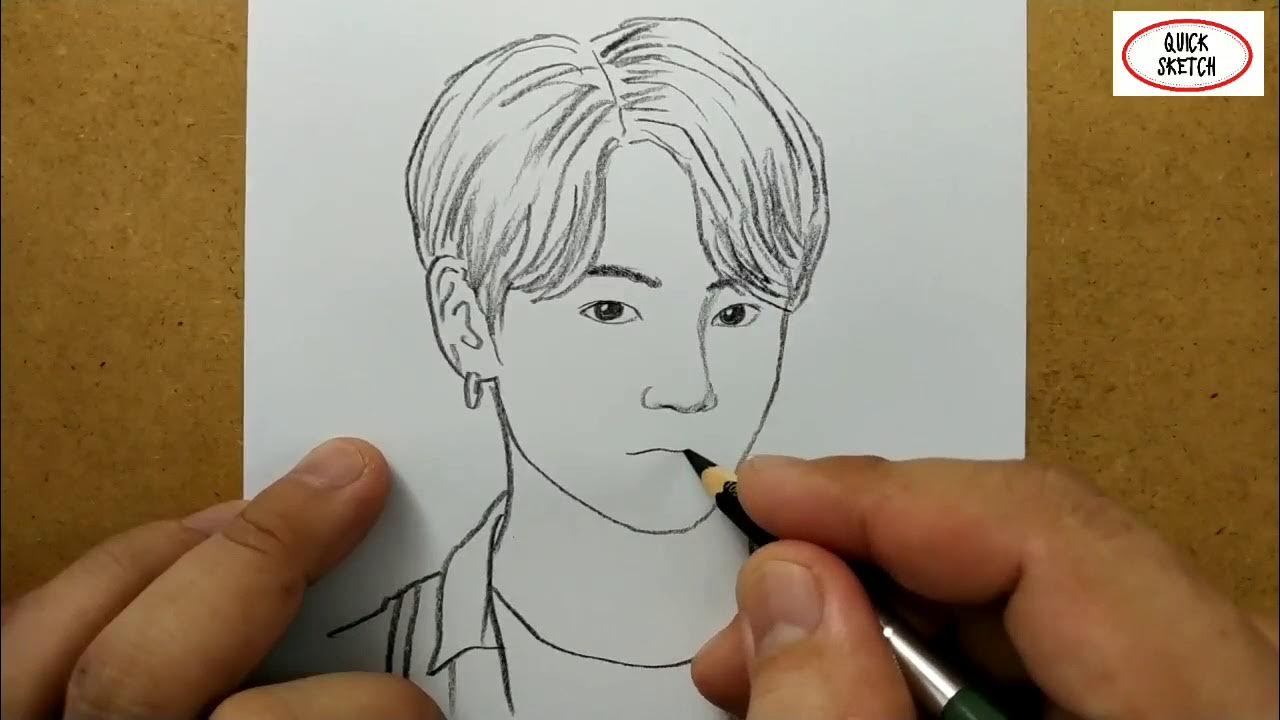 VERY EASY, how to draw BTS kpop boyband / quick sketch - YouTube