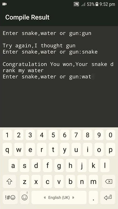 #2.Snake,Water,Gun game using C using mobile#Coding||Technology Gyan ...