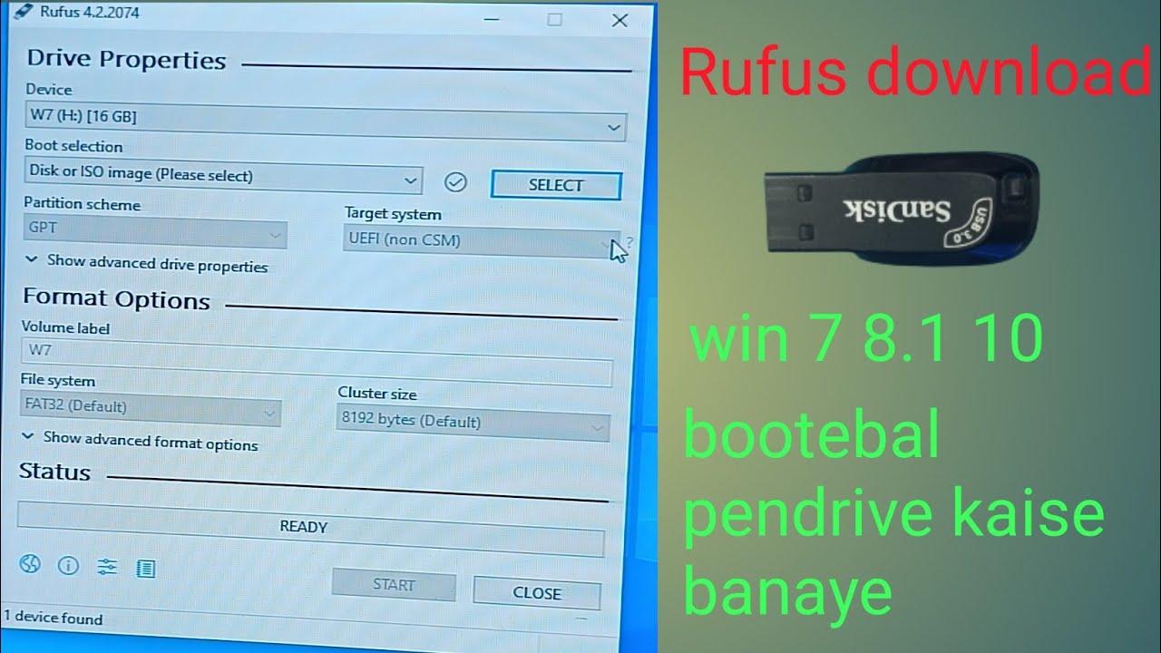 Rufus| bootebal pendrive kaise banaye windows 7 8.1 10 11 | bootebal usb windows 10 | Hindi ...