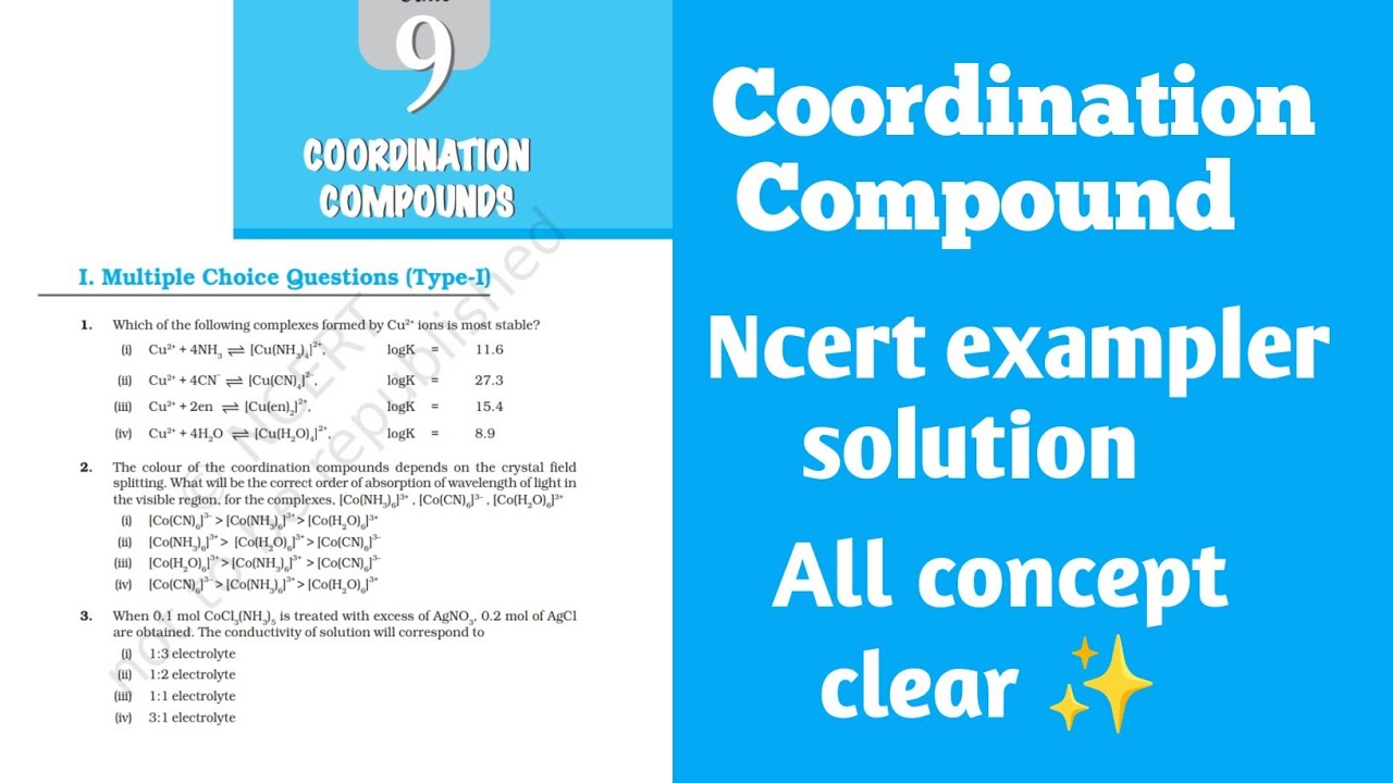 Coordination Compound| Ncert exampler solution | Neet/cuet/jee/board ...