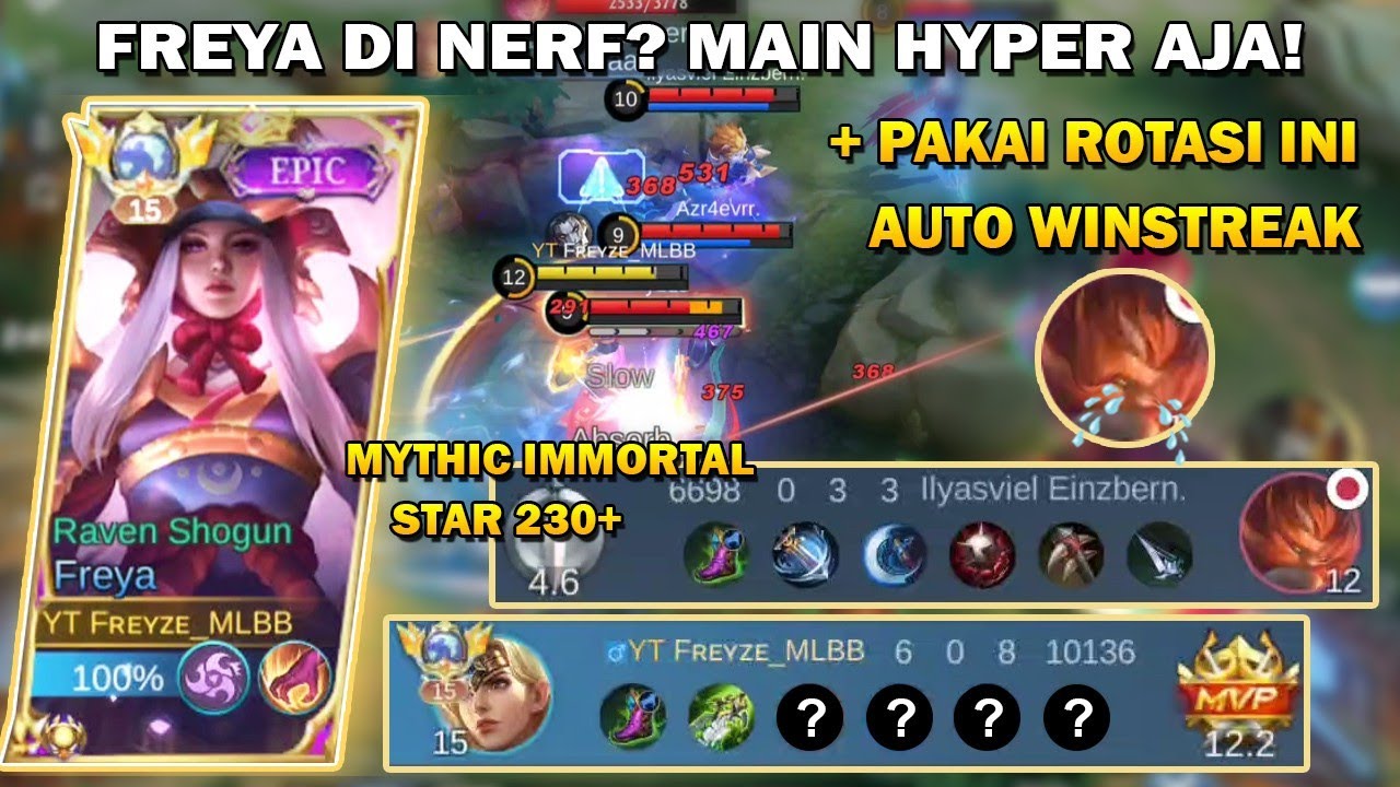 FREYA DI NERF? MAIN FREYA HYPER AJA SOLUSINYA! EZ WINSTREAK! EMBLEM TERBARU FREYA 2023 | MLBB ...