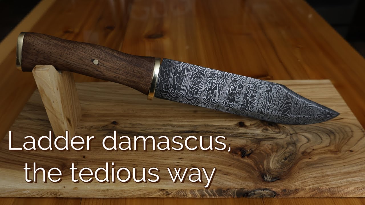 Ladder pattern damascus, the tedious way, b-roll - YouTube