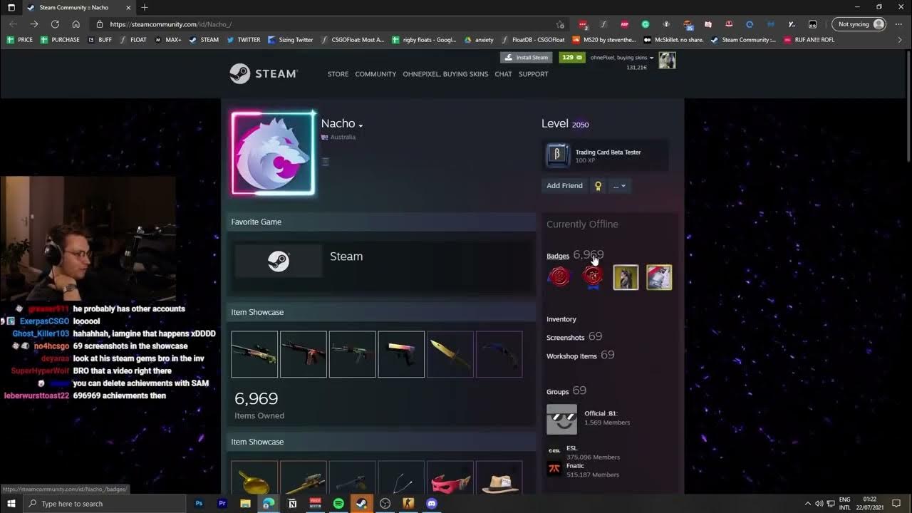 ohnepixel React To Insane ' 69 ' Steam Profile - YouTube