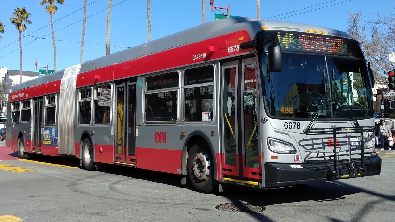 SF Muni 2018 New Flyer XDE60 #6678 on Route 14R Mission Rapid - YouTube
