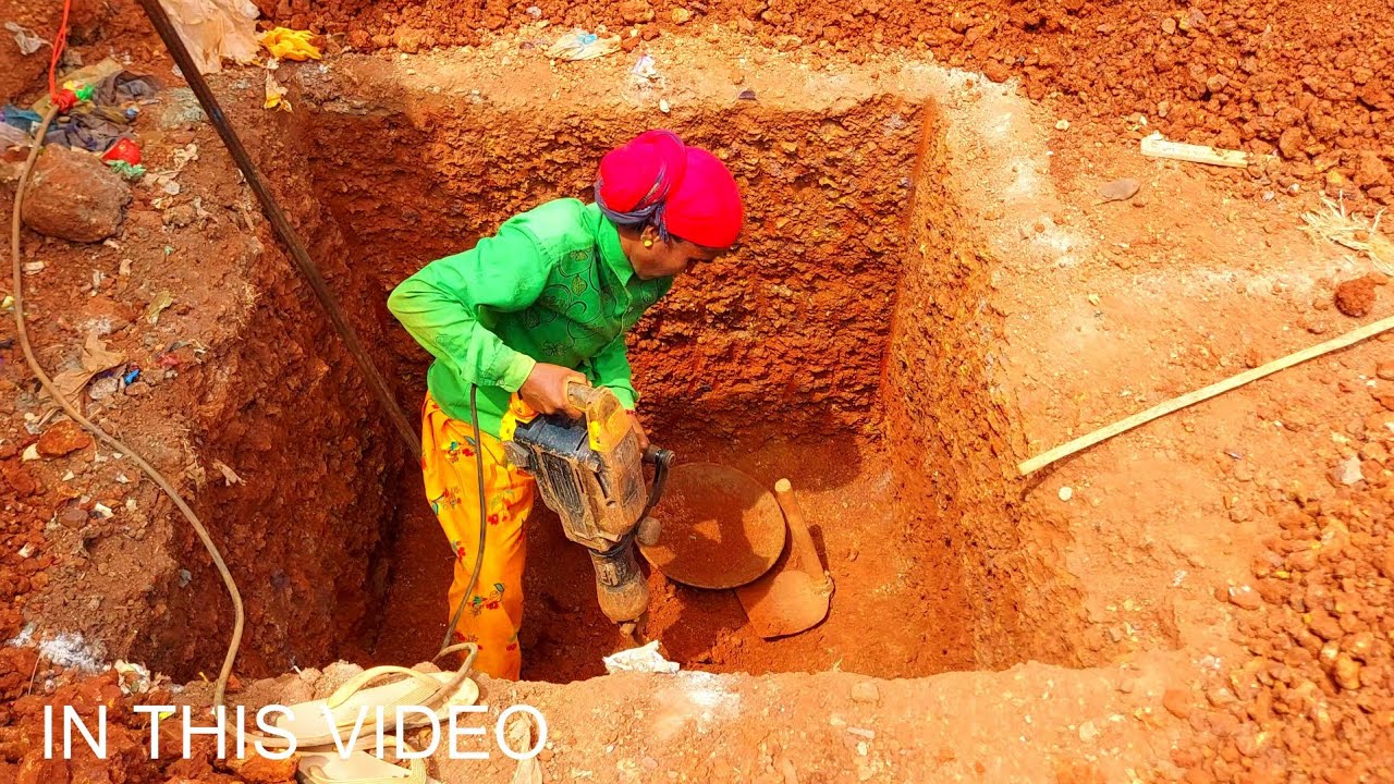 Hard Working Women Column Footing Soil Excavation - YouTube