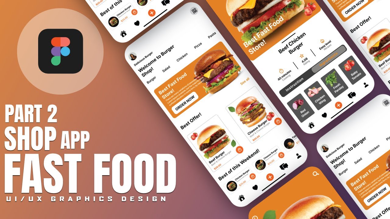 Re-Design Fast Food Shop App | Figma Tutorial | Part 2 - YouTube